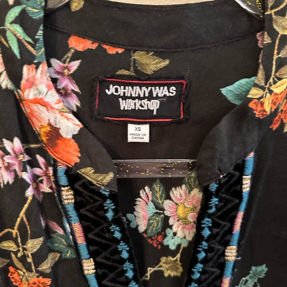 Johnny Was, Silk, Fabulous Black And Blue Embroidered… - Gem